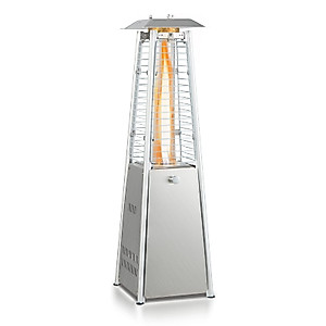 Giantex Pyramid Patio Heater, 9500 BTU Portable Tabletop Propane Heater with Glass Tube, Simple Ignition System & Dancing Flame, CSA Certification, 35" Outdoor Electric Heater for Outside, Backyard