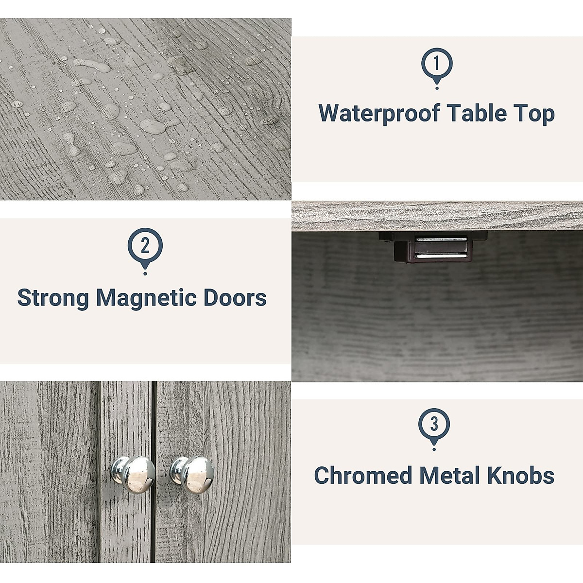 Iwell Storage Cabinet, Floor Storage Cabinet with 2 Adjustable Shelves & 2 Doors, Wooden Shoe Cabinet for Entryway, Office, Living Room, Gray