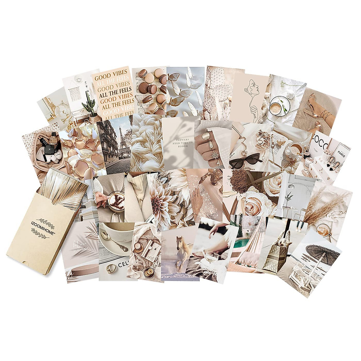 Neutral Wall Collage Kit Aesthetic Pictures, Aesthetic Room Decor, Bedroom Decor for Teen Girls, Wall Collage Kit, VSCO Room Decor, Photo Wall, Aesthetic Posters, Collage Kit (50 Set 4x6 inch)