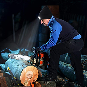 LED Beanie with The Light, Unisex USB Rechargeable Headlamp Hat Winter Knitted Night Lighted Cap Flashlight Women Men Gifts for Dad Him Husband (Red)