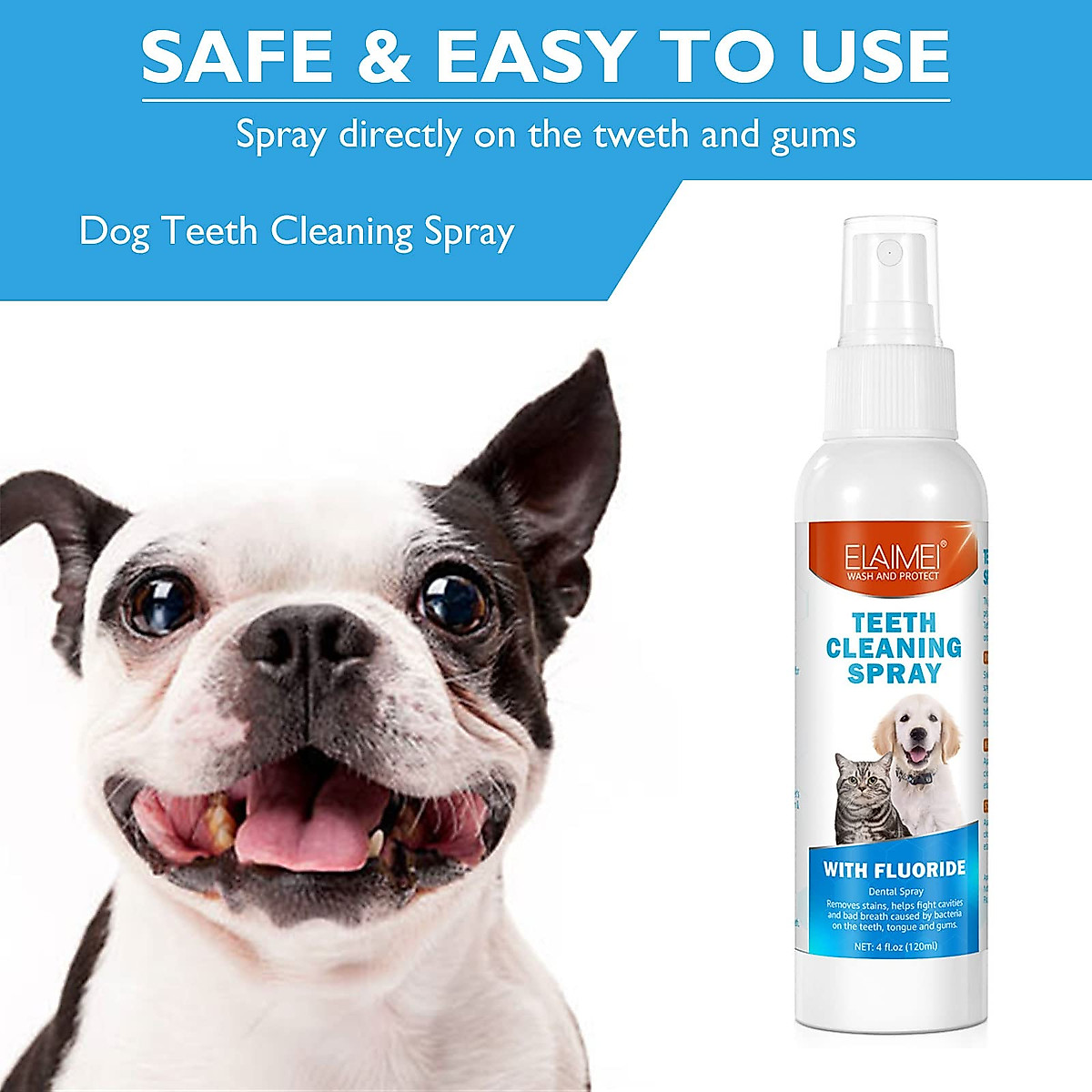 Dog Breath Freshener, Dog Teeth Cleaning Spray, Freshens Breath Instantly, Dog Dental Spray, Pet Fresh Breath Dental Spray, Dog Mouthwash Without Brush Fights Tartar (1pack)