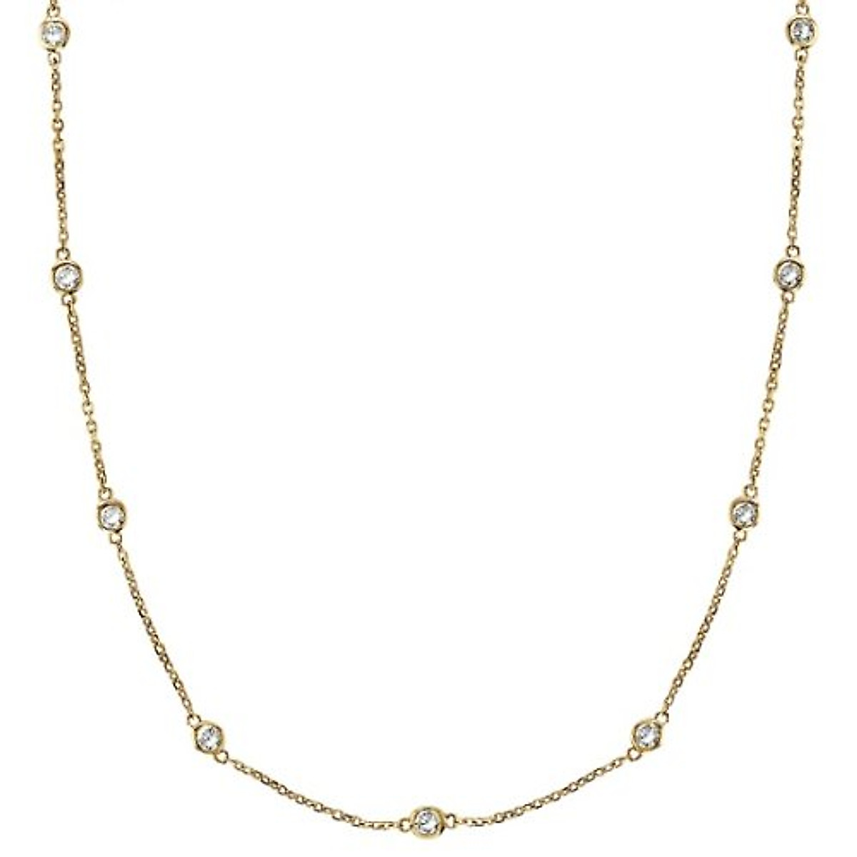 The Diamond Deal 14kt Yellow Gold Womens Round 1.00CT Diamond By the Yard Necklace (16 inches Long Necklace and 1mm Thick)
