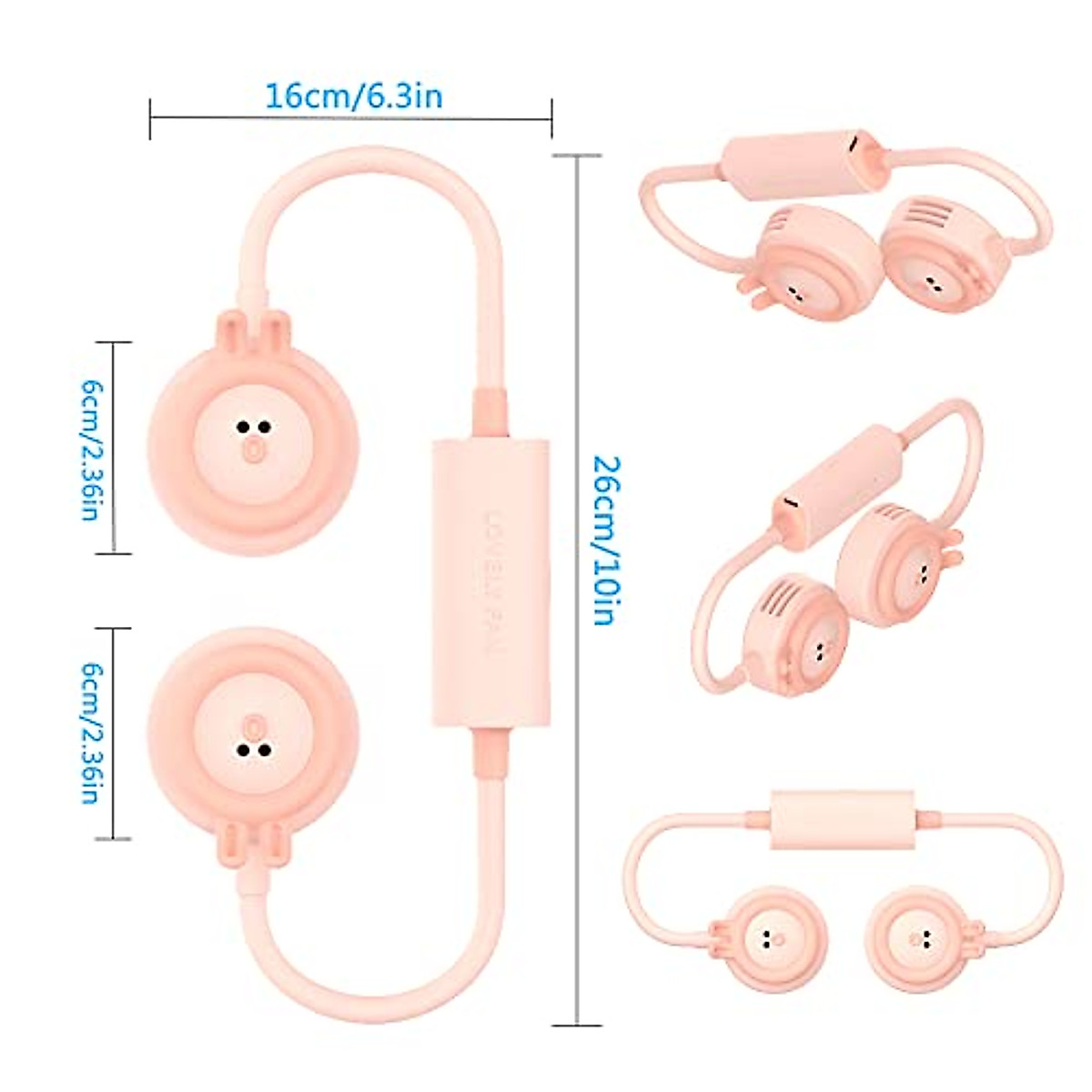 Personal Fans for Your Neck , Personal Fans Around Neck For Women , Hands Free Portable Neck Fan Rechargeable Wearable Bladeless Neck Cooling Fan Personal Cooling Device for Outdoor Travel Sports(Pink)