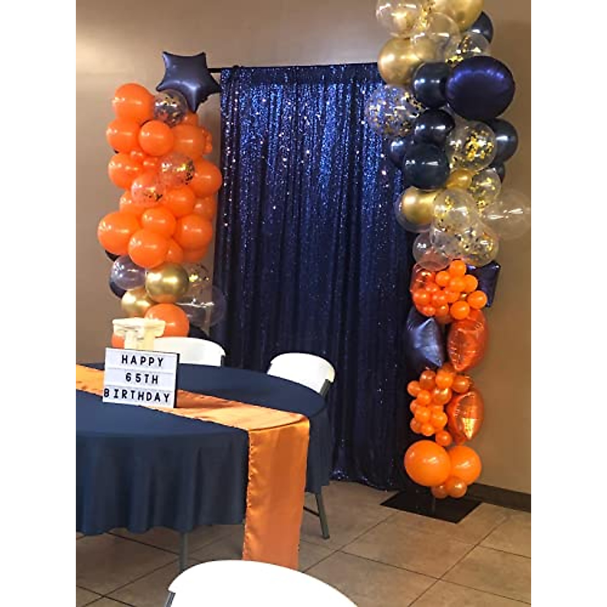 WISPET Navy Blue Sequin Backdrop Curtains 2 Panels 2FTx8FT Glitter Navy Blue Drapes Photo Backdrop Party Wedding Baby Shower Backdrops Sparkle Photography Background Curtains