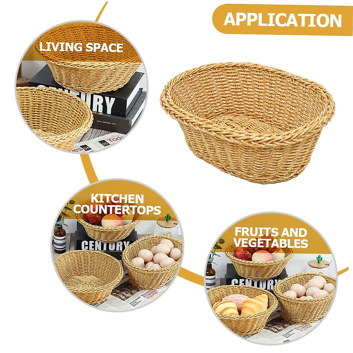 Zerodeko 3pcs Snack Storage Basket Fruit Container Party Bread Basket Multipurpose Storage Basket Creative Fruits Basket Breads Storage Holder Laundry Basket Woven Holder
