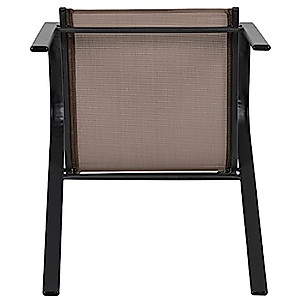 Flash Furniture 5 Pack Brazos Series Brown Outdoor Stack Chair with Flex Comfort Material and Metal Frame