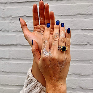 UNY Jewel Twisted Cable Wire Two Tone Cusion Cut CZ Statement Ring Designer Inspired Fashion Love Antique Women Jewelry Gift (Black, 7)