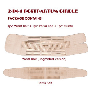 ChongErfei 2 in 1 Postpartum Belly Wrap Waist/Pelvis Belt C-Section Natural Labour Belly Support Recovery Belt (Nude, One Size)