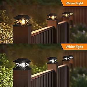 TWINSLUXES Solar Post Cap Lights,25LM Outdoor Fence Post Cap Lights,Waterproof,2 Light Modes,Fit 3.5x3.5/4x4/5x5in Wooden Post or Vinyl,Solar Deck Post Lights for Garden Deck Patio Decoration