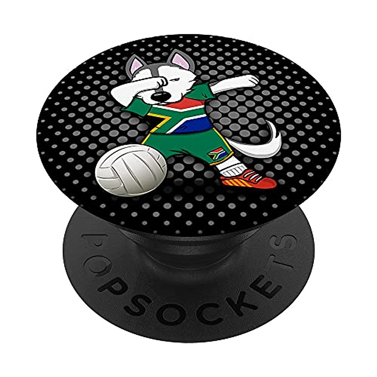 Dabbing Husky Dog South Africa Volleyball Fans Jersey Flag PopSockets PopGrip: Swappable Grip for Phones & Tablets
