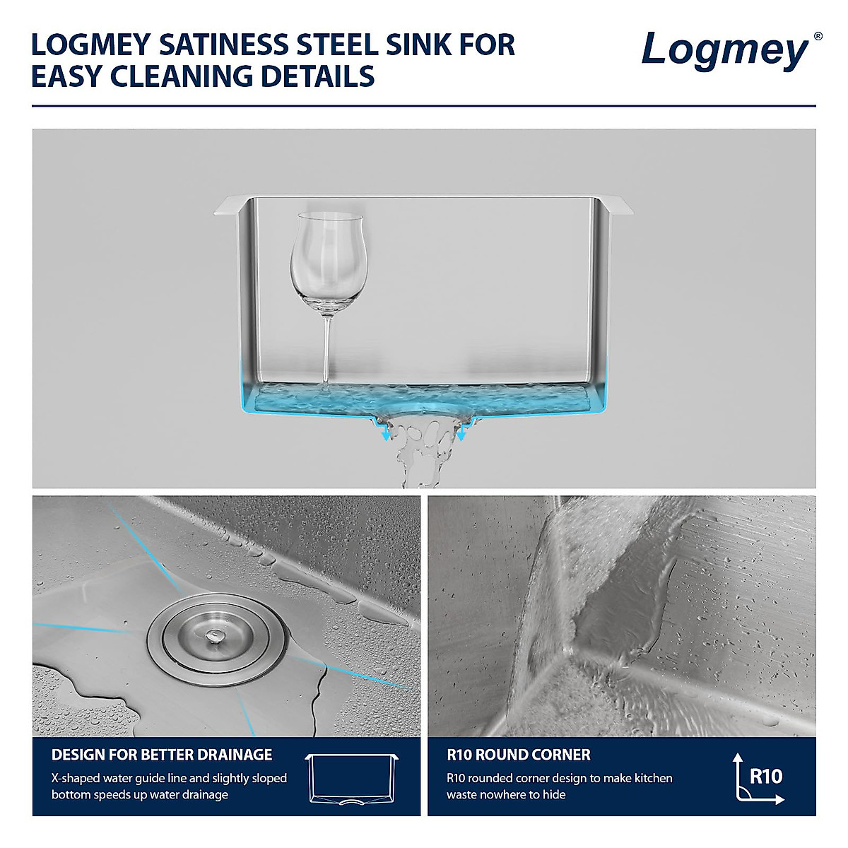 Bar Sink Undermount - Logmey Stainless Steel Bar Prep Sink 16 Gauge Small Kitchen Sink 9 Inch Deep RV Sink Single Bowl Kitchen Sink 13x15x9 Inches