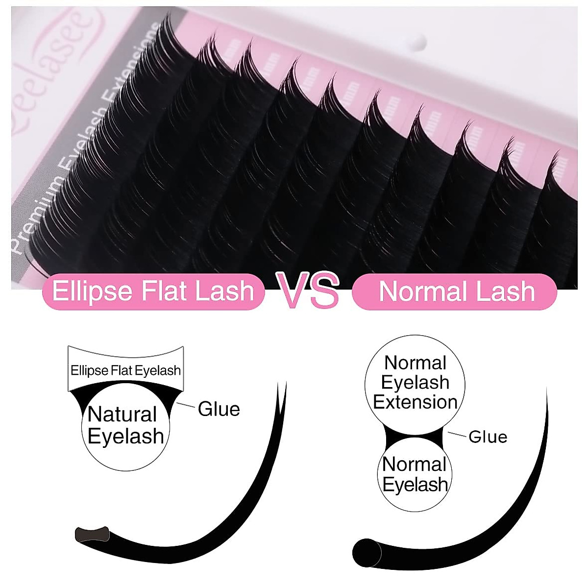 Matte Mink Flat Eyelash Extension 0.25 D Curl 10mm Ellipse Eyelashes False Mink Individual Eyelash Extension Professional Salon Used by Qeelasee