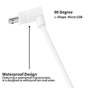 UYODM 2Pack 30FT Micro USB Extension Cable Compatible with WYZE Cam Pan V3, L-Shape 90 Degree Extension Charging Cable Power Your WYZE Cam Pan V3 Continuously - White