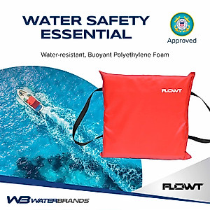 Flowt Boat Seat Cushion and Throw Cushion for Boat Safety – USCG Approved Type IV, Life Cushion for Boat, Durable, Comfortable Boat Seat Cushions for Kayaks, Paddle Board, Canoe and Boating - Red