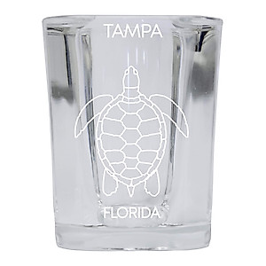 Tampa Florida Souvenir 2 Ounce Square Shot Glass laser etched Turtle Design