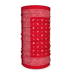 GOT Sports Tube Bandana - Neck Gaiter for Women & Men, Face Mask, Neck Wrap, Head Scarf, Curly Hair Sleep Protection - Breathable, Lightweight Microfiber (Red Paisley)
