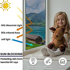 Crafts Graphy Window Film One Way Daytime Privacy Mirror Film, Non-Adhesive Static Cling, Heat Control Sun Blocking Anti UV Reflective Window Tint for Home and Office, Silver, 23.6 Inch x 6.5 Feet