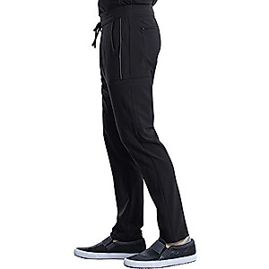 Cherokee iFlex Men Scrubs Pant Tapered Leg Drawstring Cargo CK006, M, Black