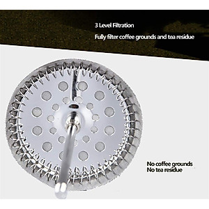 TONGSH French Coffee Press Espresso and Tea Maker Stainless Steel Plunger and Heat Resistant Glass