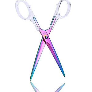 Multibey 6.5" Craft Scissors Office Scissors Desk Stationery Heavy Duty Straight Recycle Copper Fabric Paper Cutting Tool Tailor Shears (Holographic Rainbow/Colorful)