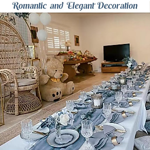 6 Pieces Dusty Blue 10FT Cheesecloth Table Runner Boho Gauze Fabric Table Runner Rustic Sheer Runner for Wedding Birthday Baby Shower Party Boho Table Decoration（Dusty Blue）