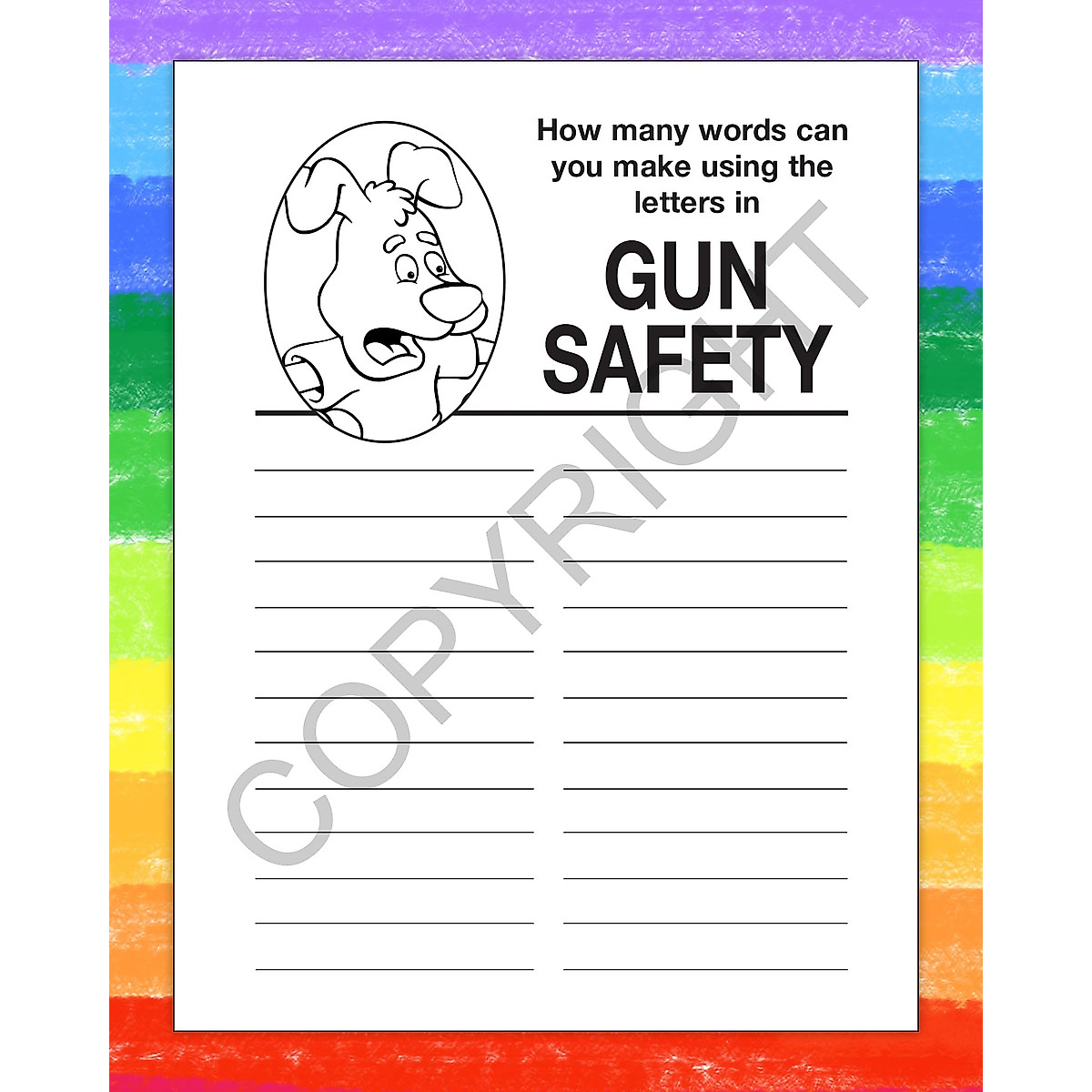 ZOCO - Gun Safety - Educational Coloring Books (25 Bulk Pack, With Crayons) - Don't Play with Guns - Firearms Safety - Police Handout - Games, Puzzles, Activities for Kids