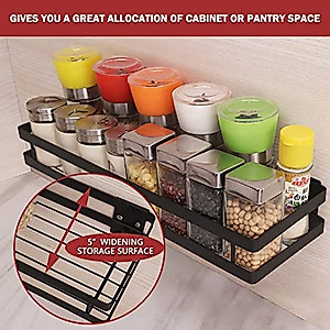 Metal Spice Rack Wall Mount Floating Shelves 2 Pack Black Storage organizer for Cabinet Door Pantry Kitchen Bathroom Supplies (9.8inches length)