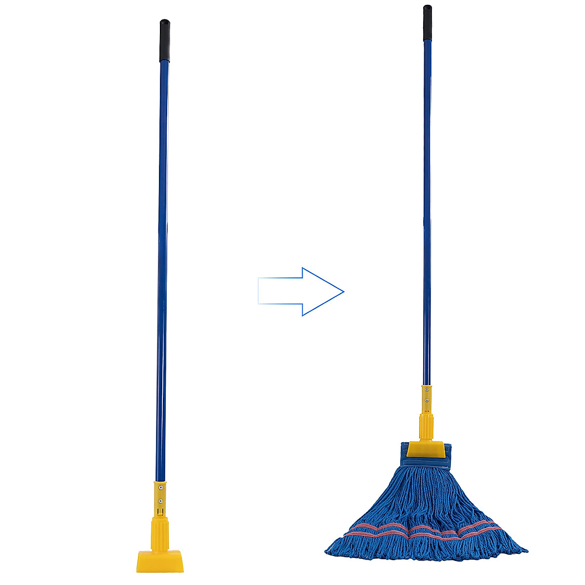 Matthew Cleaning Commercial Quick-Change Iron Mop Handle for Floor Cleaning Heavy Duty Mop Stick Replacement 60inch Jaw Clamp-Style Wet Mop Handle 6 Packs