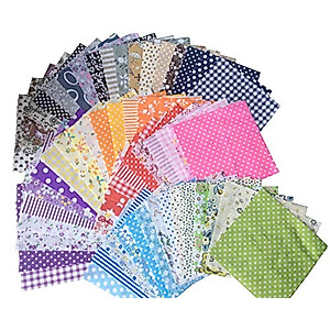longshine-us 60pcs 4" x 4" Premium Cotton Craft Fabric Bundle Squares Patchwork Lint DIY Sewing Scrapbooking Quilting Dot Pattern Artcraft