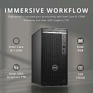 Dell OptiPlex 5000 Business Desktop Computer Tower, Intel Core 12th Gen i5-12500 Processor, 8GB RAM, 256GB PCIe SSD, ‎Intel UHD Graphics 770, DVD Drive, Windows 11 Pro, Black