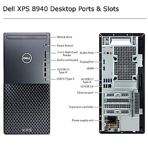 Dell XPS 8940 Desktop Computer - 11th Gen Intel Core i7-11700 8-core up to 4.9 GHz CPU, 16GB RAM, 256GB SSD, Intel UHD Graphics 750, Killer Wi-Fi 6, 500W PSU, DVD Burner, Windows 11 Pro, Black