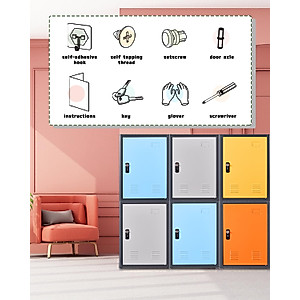 3.5CUB Locker Storage Cabinet, 19.7"H Metal Locker Storage Cabinet With 1 Doors, Small Metal Locker,Lockable Storage Cabinet,for employees,Office,Kids locker - Assembly Required (Elegant Gray)