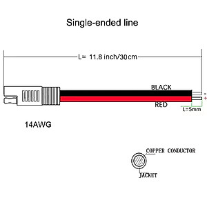 XCZZYB 14AWG SAE Connector Extension Cable, (4 Pack) SAE Quick Connector Disconnect Plug SAE Power Automotive Extension Cable Solar Panel Cable Wire