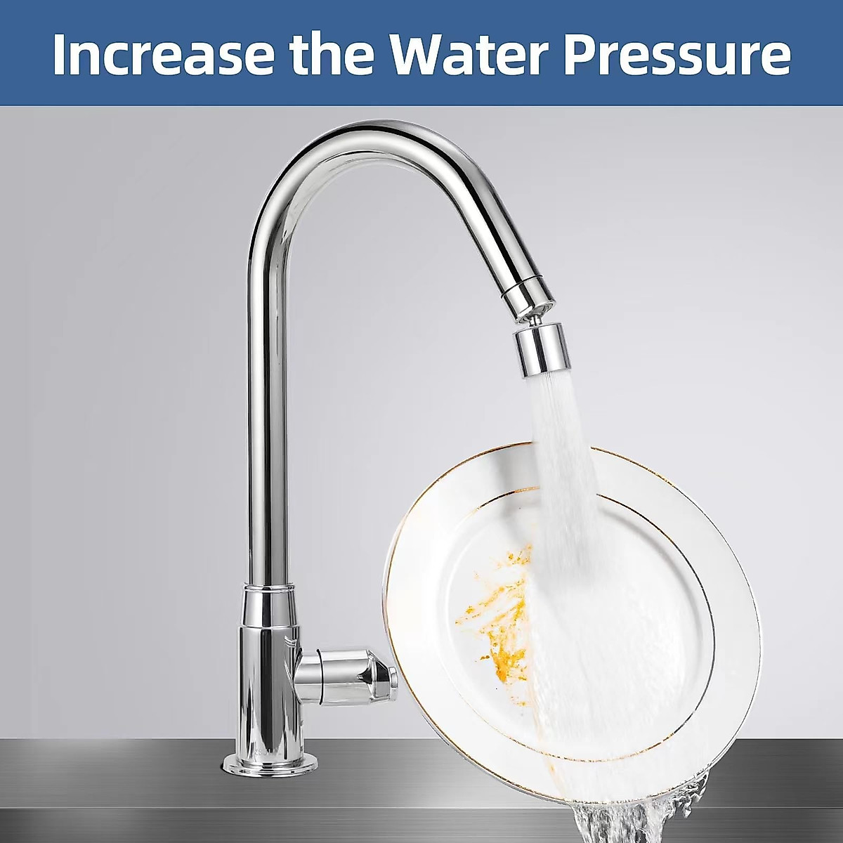 Kitchen Sink Faucet (Upgraded), 360° Swivel Kitchen Faucet Aerator, Dual-function 2-Flow Sprayer Faucet Head Replacement, Sink Attachment For Faucet Include 55/64 Inch Female Thread (Chrome1)