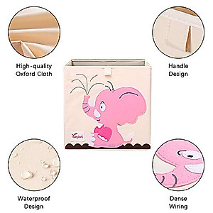 SITAKE 2 Pcs Foldable Animal Toy Storage Box/Bin/Cube, Collapsible Storage Organizer Chest Basket Container for Kids, Toddlers, Boys and Girls(13 x 13 x 13 Inch, Lion & Bee)