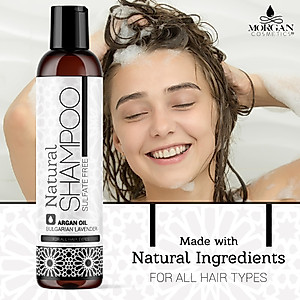 Morgan Cosmetics 8 Oz EWG Certified Sulfate Free Argan Oil Shampoo Lavender for Damaged Hair - Argan Shampoo Is Also Paraben Free and Synthetic Fragrance Free (Made in USA)