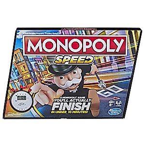 Monopoly Speed Board Game, Play in Under 10 Minutes, Fast-Playing Board Game for Ages 8 and Up, Game for 2-4 Players