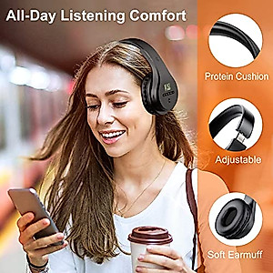 Portable Rechargeable FM Radio Headphones Bluetooth Earmuffs, Transistor Radios with Best Reception, Wireless Radio Headset Built-in Mic, Support TF Card. Walkman Radio for Mowing,Jogging, Working