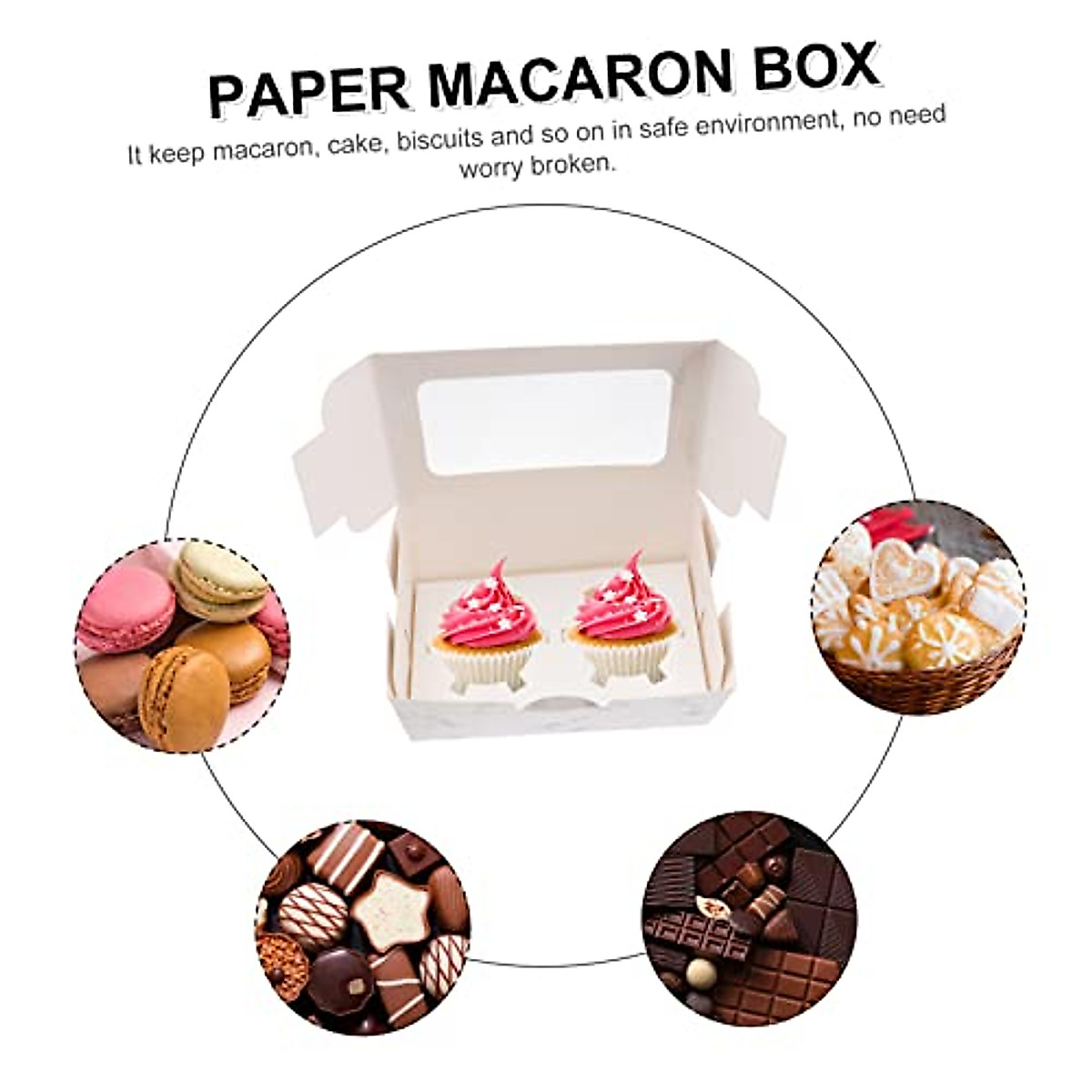 Abaodam 10pcs Box Cake Box Cupcake Carrying Case Cupcake Takeout Container Cupcake Container Bakery Cupcake Holder Cookie Carrier with Lid Cake Containers Paper White Suitcase Egg Tart