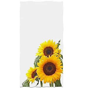 Bright Sunflowers Hand Towels Yellow Flowers Green Leaves Bathroom Hand Towels Soft Kitchen Dish Towels 13.6 X 29' for Household Daily Use | Home Decoration | Carry-On Hotel Gym Spa Sweat Towels