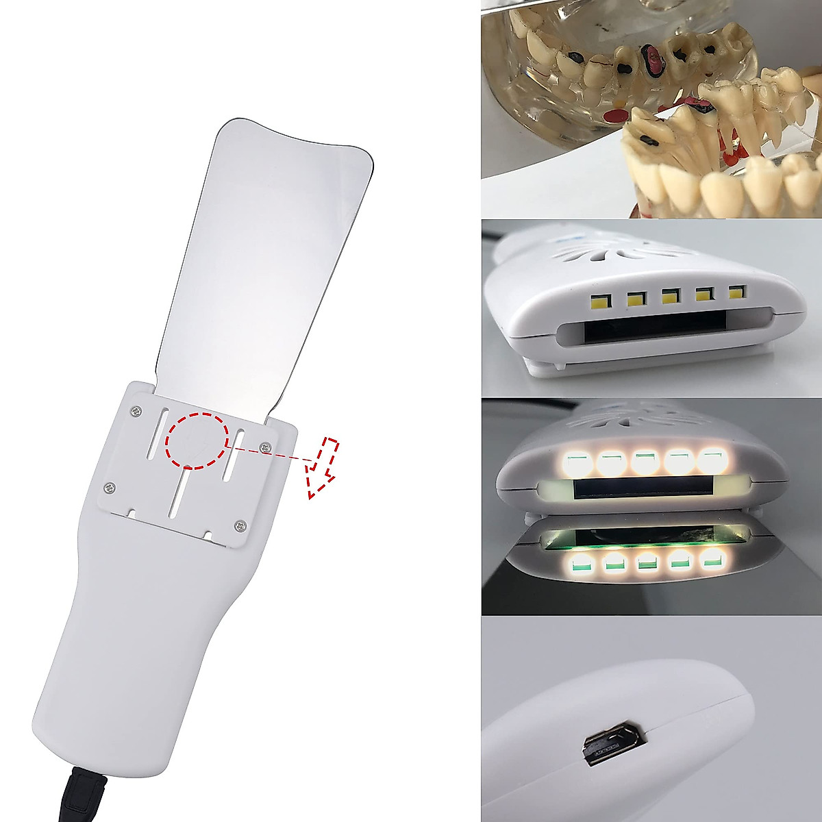 XUX Dental Automatic Anti-Fog Mirrors for Oral Photography Reflector Glass Defog Mirrors Orthodontic for Buccal oOcclusal Lingual