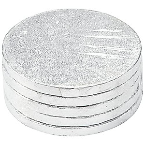 DecoPac Round Cake Drum, Pack of 5, 6", Silver