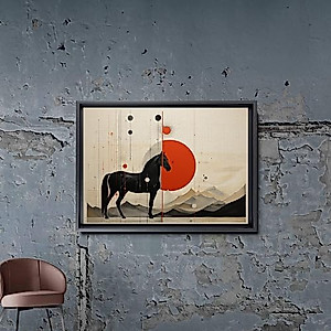 Majestic Black Stallion Galloping In The Clouds, Black Horse On Salt Flats, Canvas Print, Black Horse Print, Black Horse Wall Art