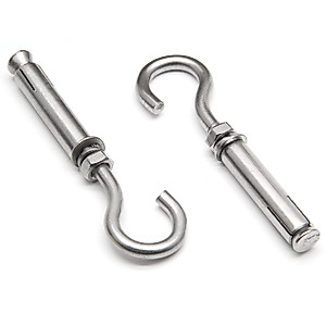 Biaungdo 5 Pcs M6 Expansion Hook, 304 Stainless Steel Open Cup Hook Bolts Expansion Bolts Heavy Duty Concrete Hook for Wall Concrete Brick, Anchors