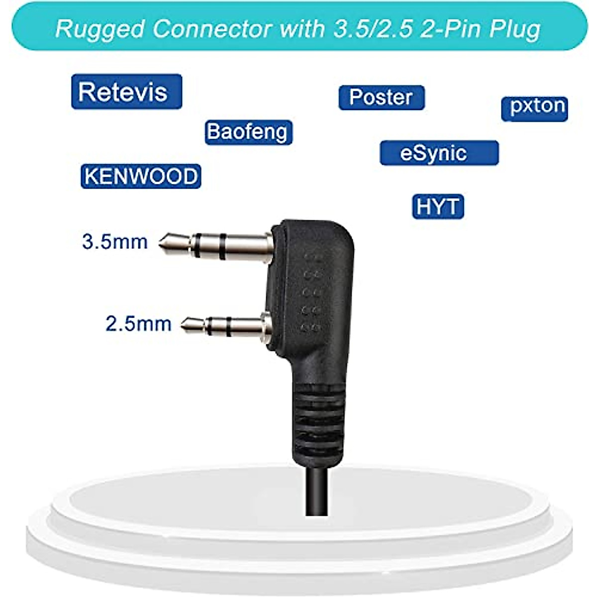 Retevis Volume Adjustable Earhook Two Way Radio Earpiece with Mic, Coil Tube, Compatible RT22 RT21 H-777 RT68 RT22S RB29 pxton Kenwood 2 Way Radios, 2 Pin Walkie Talkie Earpiece(6 Pack)