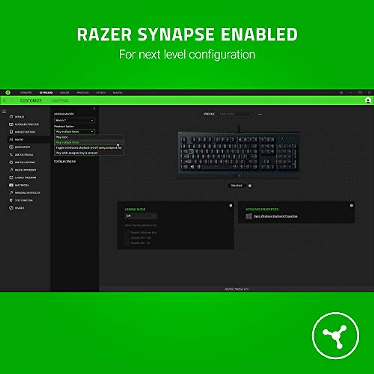 Razer Cynosa Lite Essential Gaming Keyboard (Fully Programmable, RGB Chroma Lighting, Gaming Grade Keys, 10 Key Roll-Over, Spill Resistant) US Layout|Black