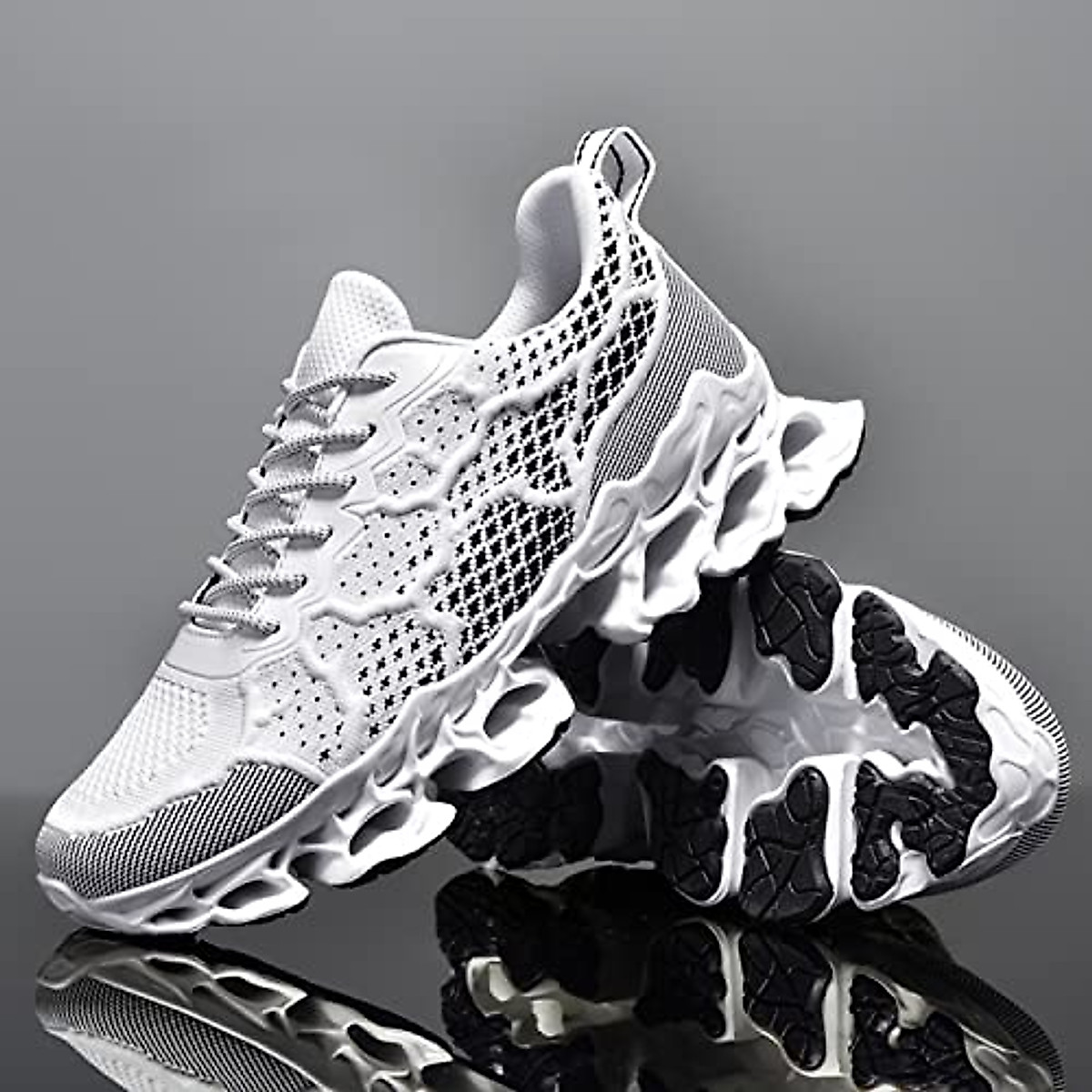 Nuofado Men Sport Trail Running Athletic Blade Sneakers Walking Shoes Tennis Shoes White Size 9.5