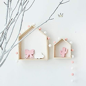 Sweet FanMuLin 2PCS Lovely Wooden House-Shaped Wall Storage Shelf Kid's Room Decoration (White)