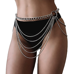 Body Chains Belts For Women Sexy Waist Chain Rhinestone Body Jewelry Rave Outfits Festival Accessories (Silver01)