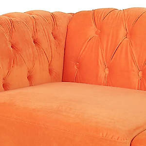 AVZEAR 3 seat Sofa, Velvet Sofa Living Room Sofa Large Sofa Modern Chesterfield Fabric Modern 3 Seater Couch Furniture Classic Tufted Chesterfield Settee Sofa, Orange